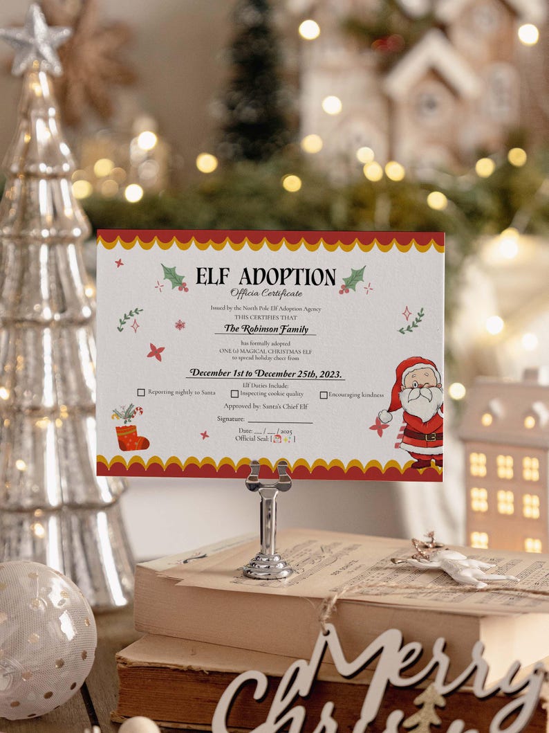 Editable Elf Adoption Certificate Printable Elf Adoption Template ...