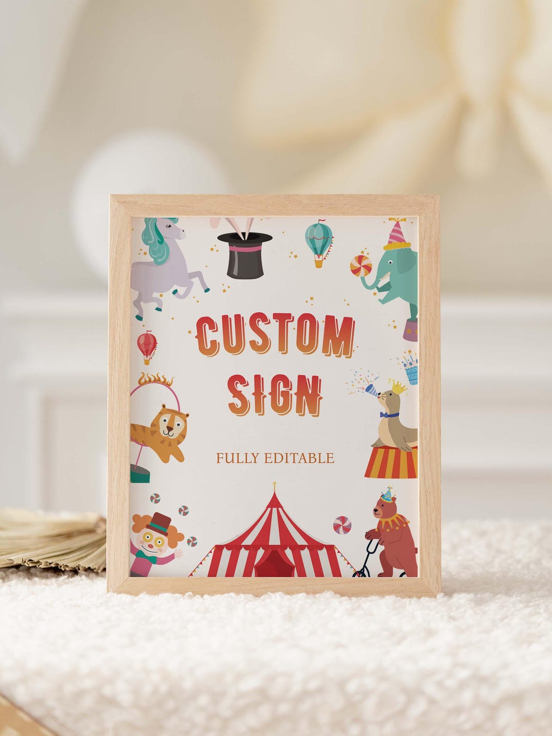 Editable Circus Birthday Custom Sign Template Printable Carnival ...