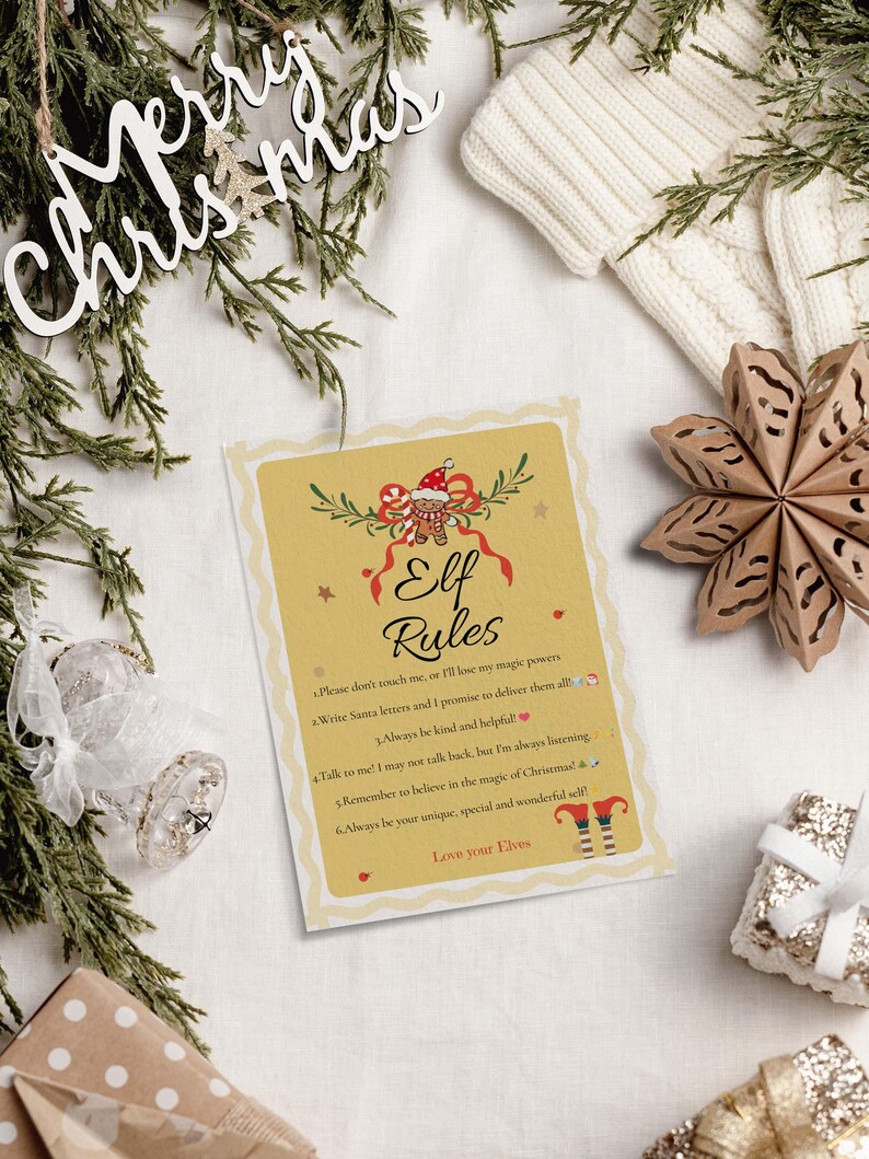 Editable Girl Elf Rules Sign Printable Elf Game Sign Template Instant ...