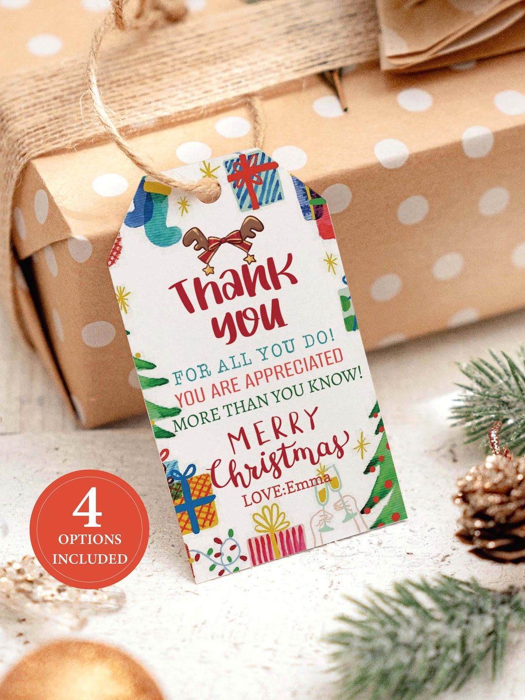 Holiday Thank You Gift Tag Bundle Printable Editable Tags for Teachers ...