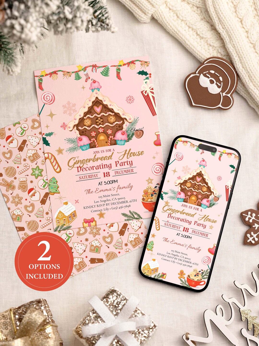 Editable Gingerbread House Party Invitation Christmas Cookie Decorating ...