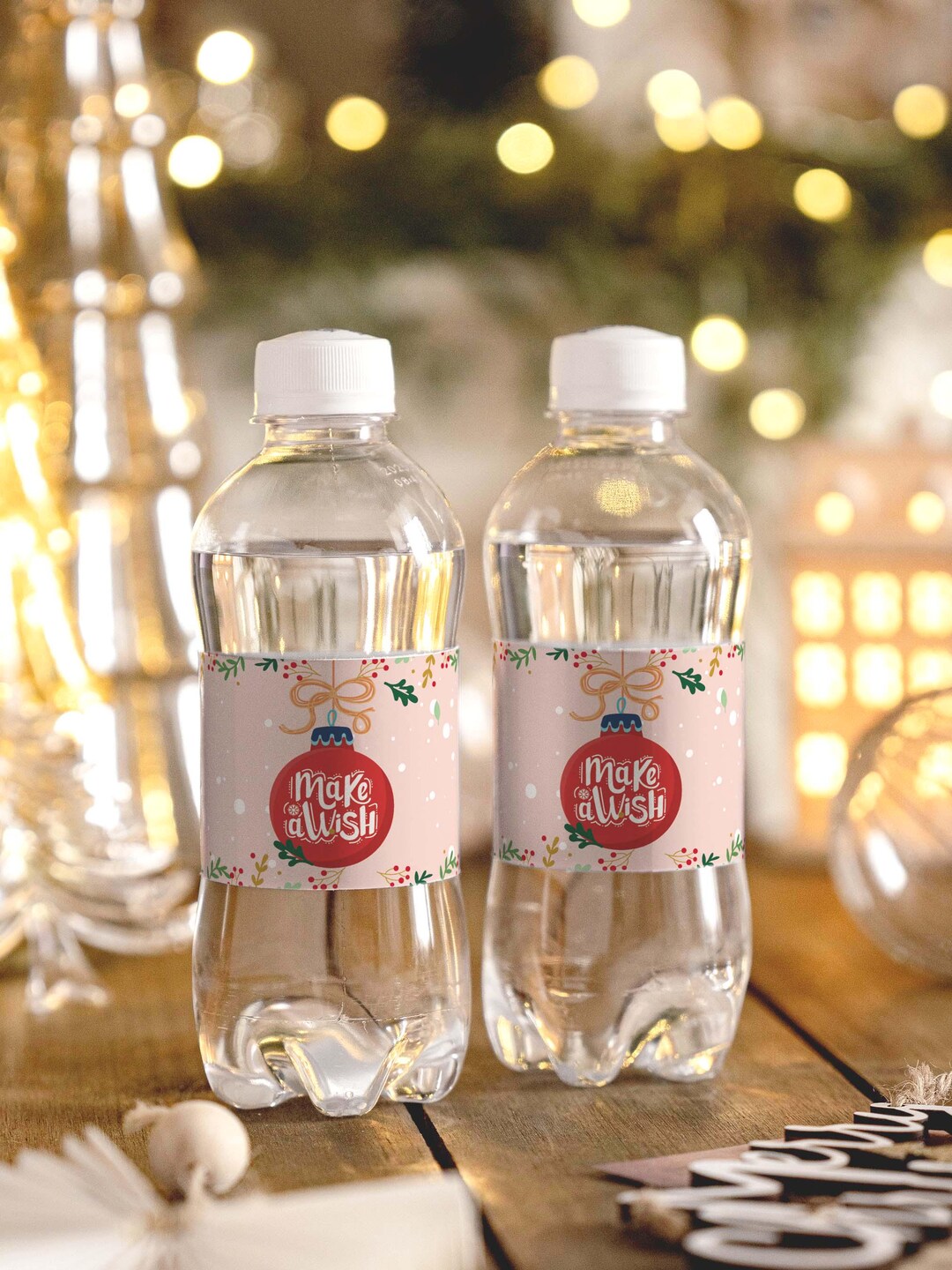 Christmas Water Bottle Labels, Christmas Ornament Design, Holiday Party ...