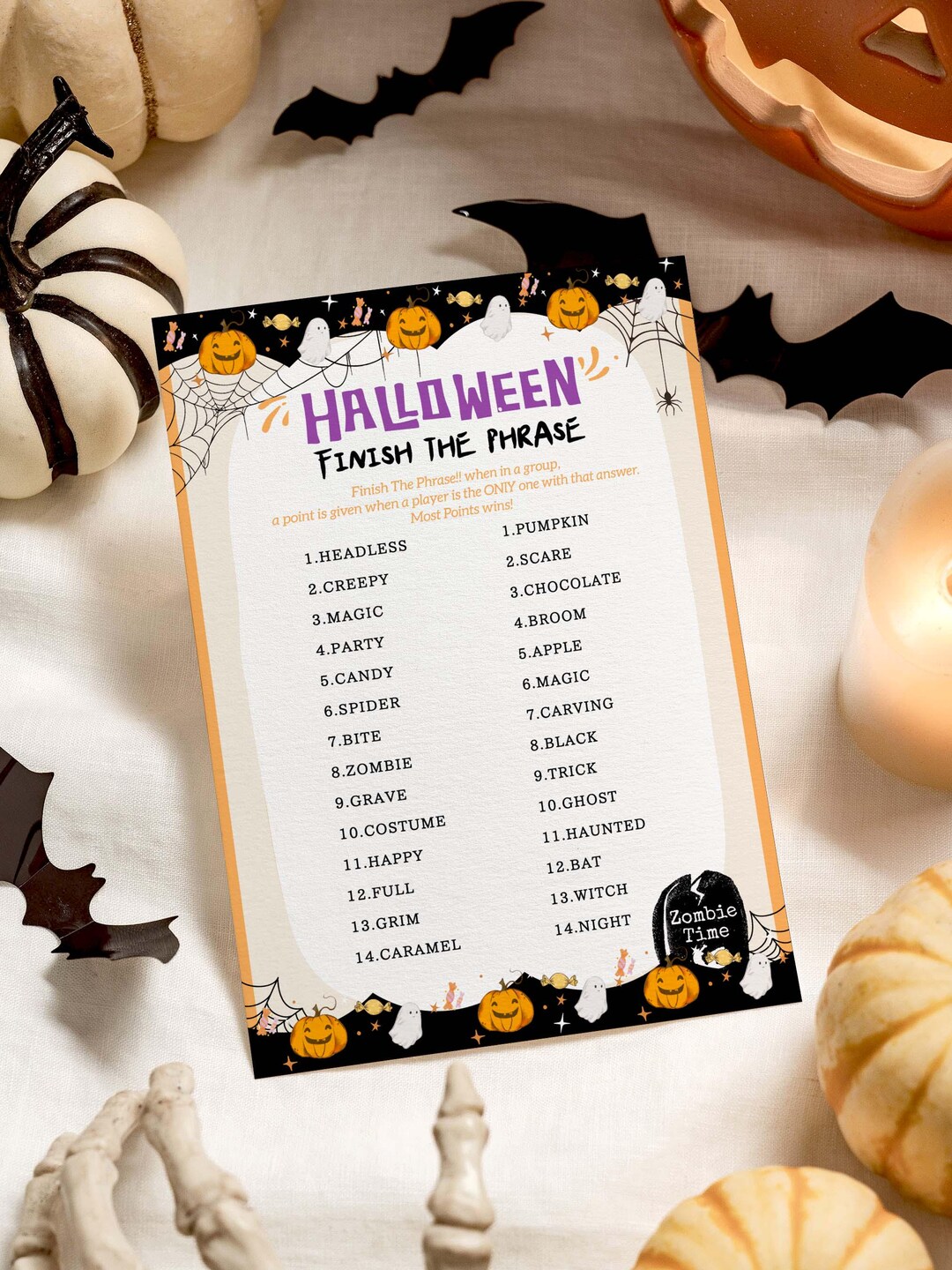Halloween Party Games Halloween Finish the Phrase Game Activity Party ...