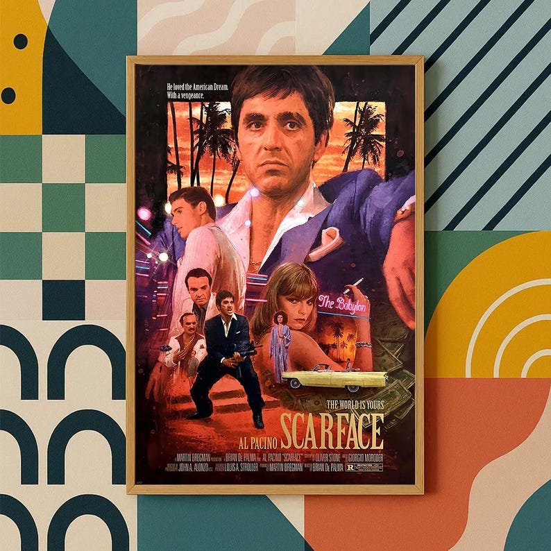 Scarface Classic Movie Poster | High Quality Canvas Print | Vintage ...