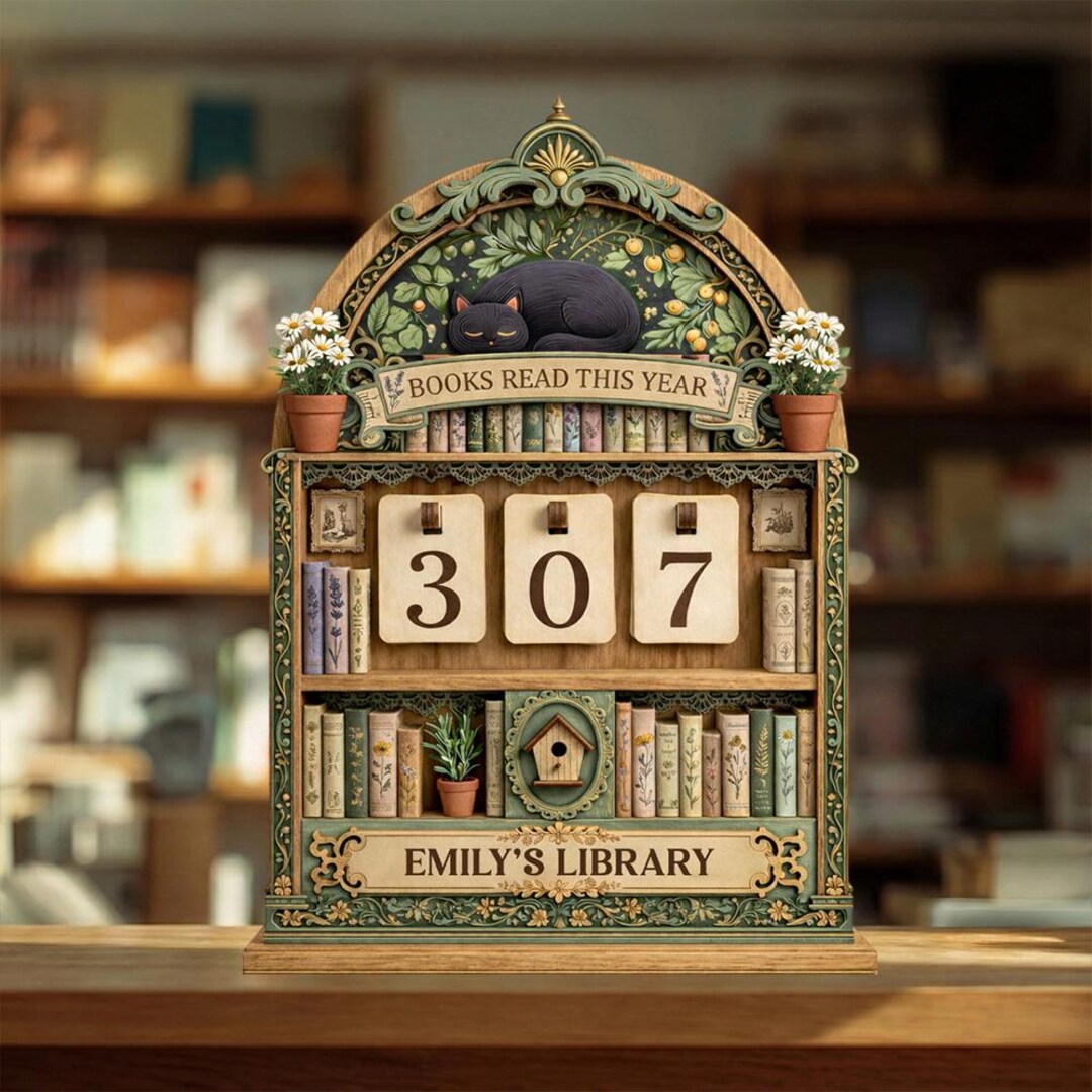 Vintage Wooden Book Tracker Sign, Personalized Reading Counter, Books ...