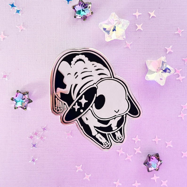 Bowing Skeleton Bunny Enamel Pin - Creepy Cute Halloween Themed Lop Ear ...