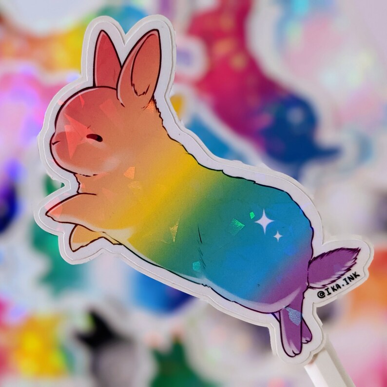 LGBTQ Pride Bunny Sticker Cute Die-cut Holographic Rabbit - Etsy