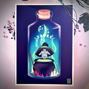 Witches Brew Bunny Art Print | Cute Witchy Rabbit Halloween ...
