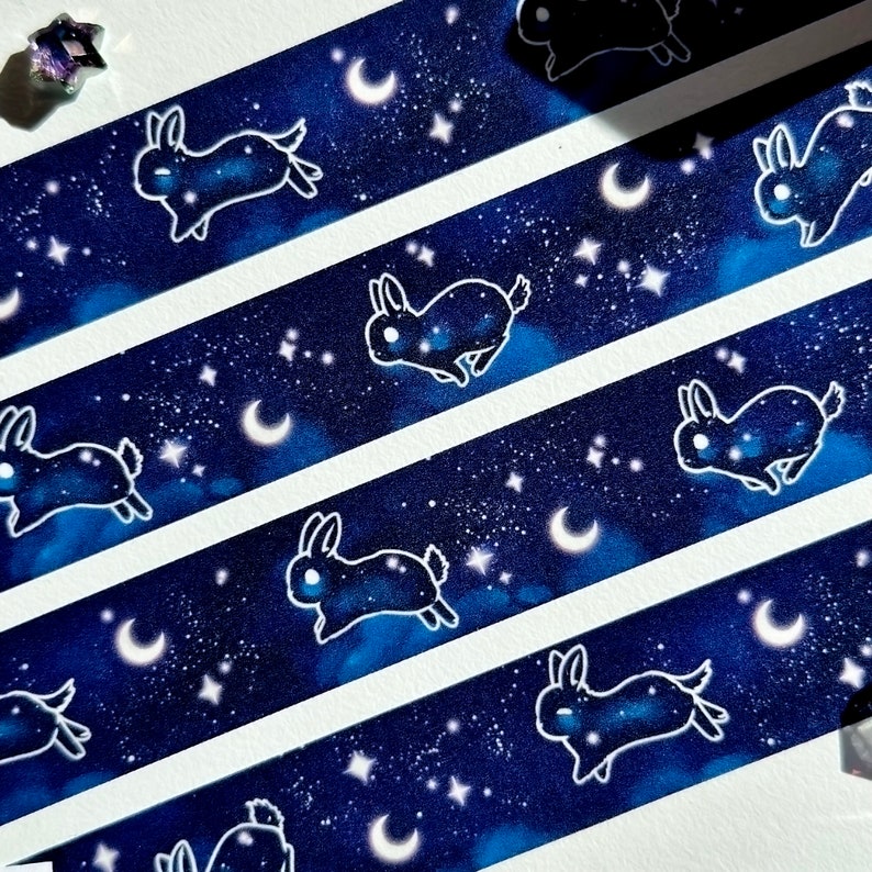 Stellar Bunny Washi Tape, Cute Washi Tape With Moon Rabbits and Stars ...
