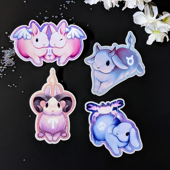 Bunny Themed Zodiac Sticker Set Cute Rabbit Celestial - Etsy