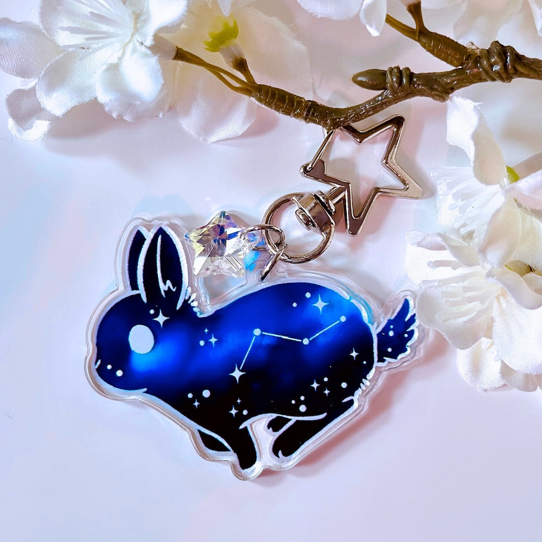 Stellar Constellation Bunny Keychain | Cute Double-sided Clear Acrylic ...