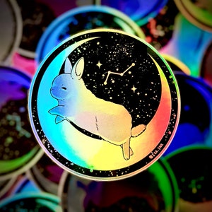 Moon Bunny Sticker, Holographic Rabbit Sticker With Constellations ...
