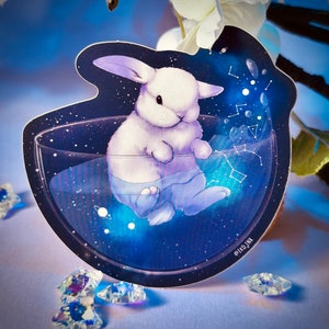 Galaxy Bunny Sticker Cute Space Rabbit Holographic Vinyl - Etsy