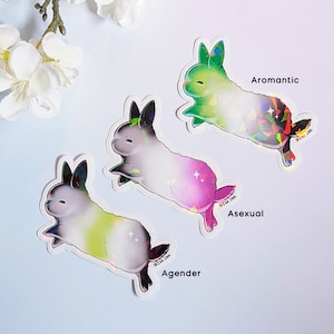 LGBTQ+ Pride Bunny Sticker | Cute Die-cut Holographic Rabbit Sticker - Etsy