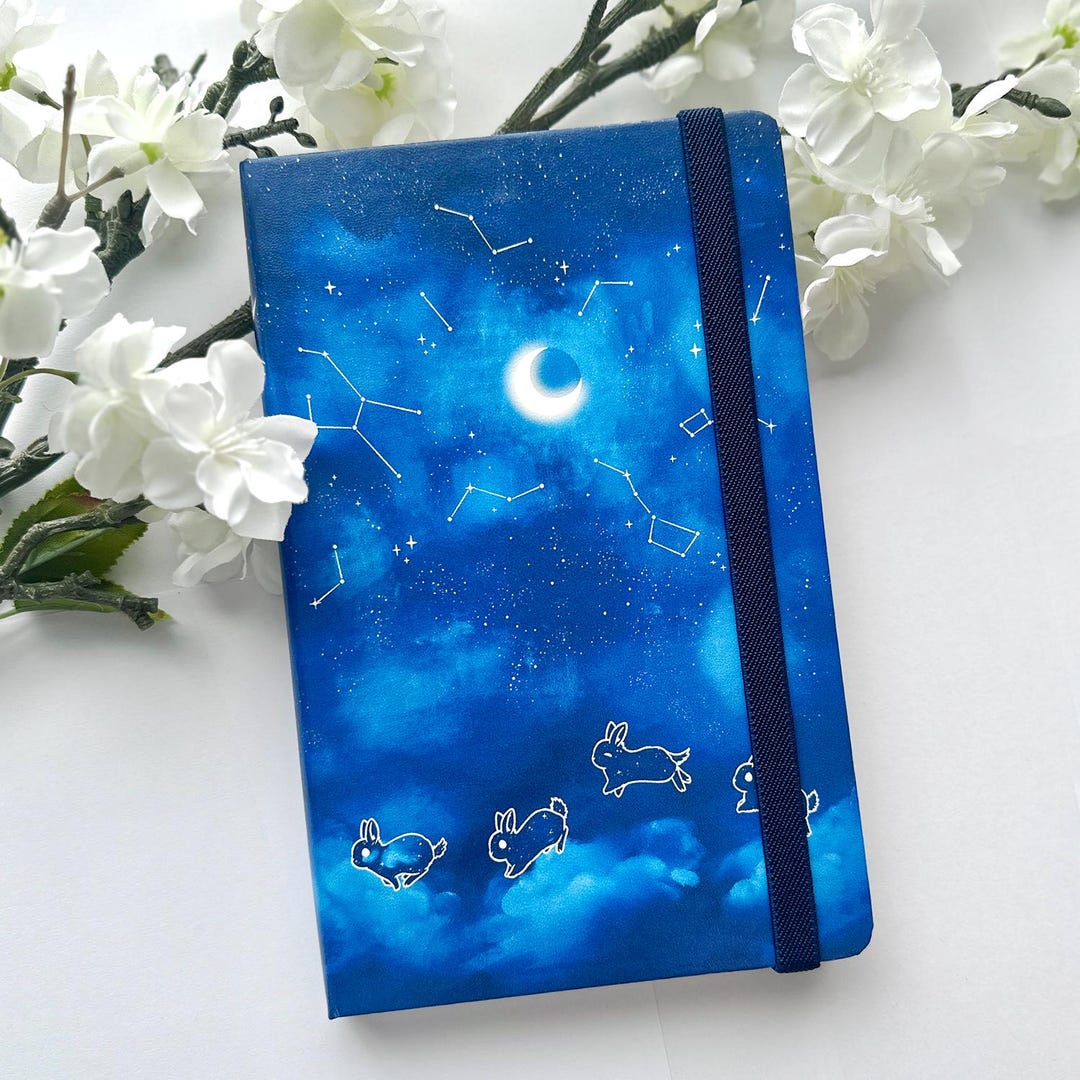 Stellar Constellation Bunnies Notebook | A5 Hard Cover Leatherette ...