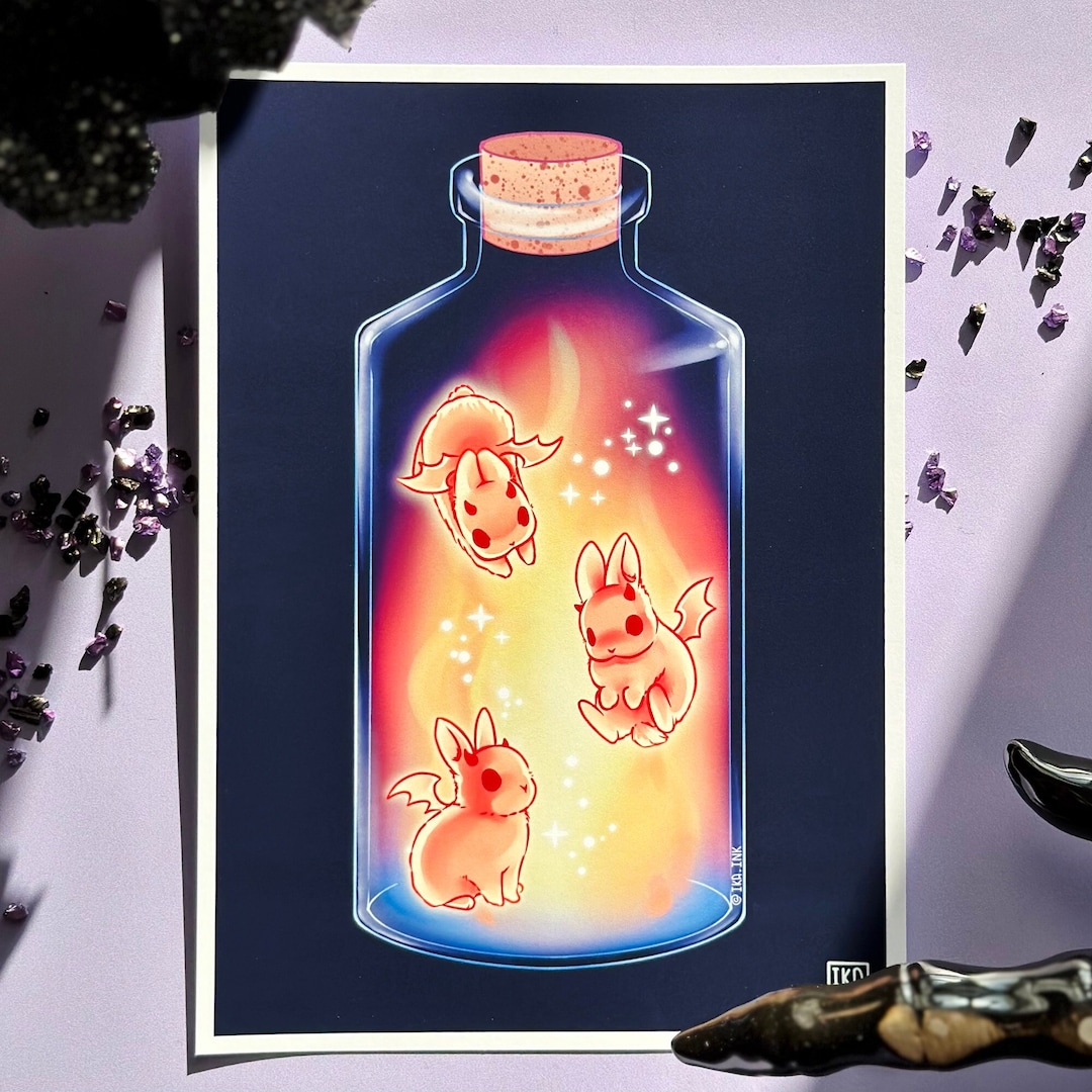 Demon Bunny Art Print | Cute Spooky Halloween Bunny Illustration - Etsy