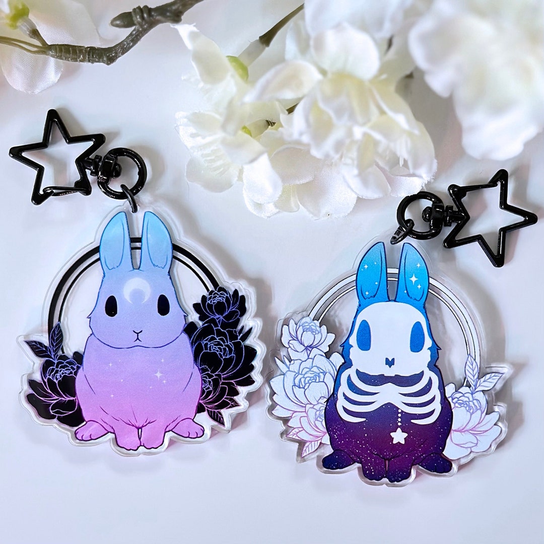 Double-sided Acrylic Bunny Keychain: Morning & Evening Star Rabbit ...