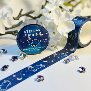Stellar Bunny Washi Tape, Cute Washi Tape With Moon Rabbits and Stars ...