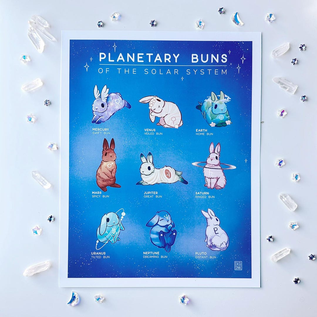 Planetary Buns Solar System Art Print: Celestial Rabbit Illustration ...