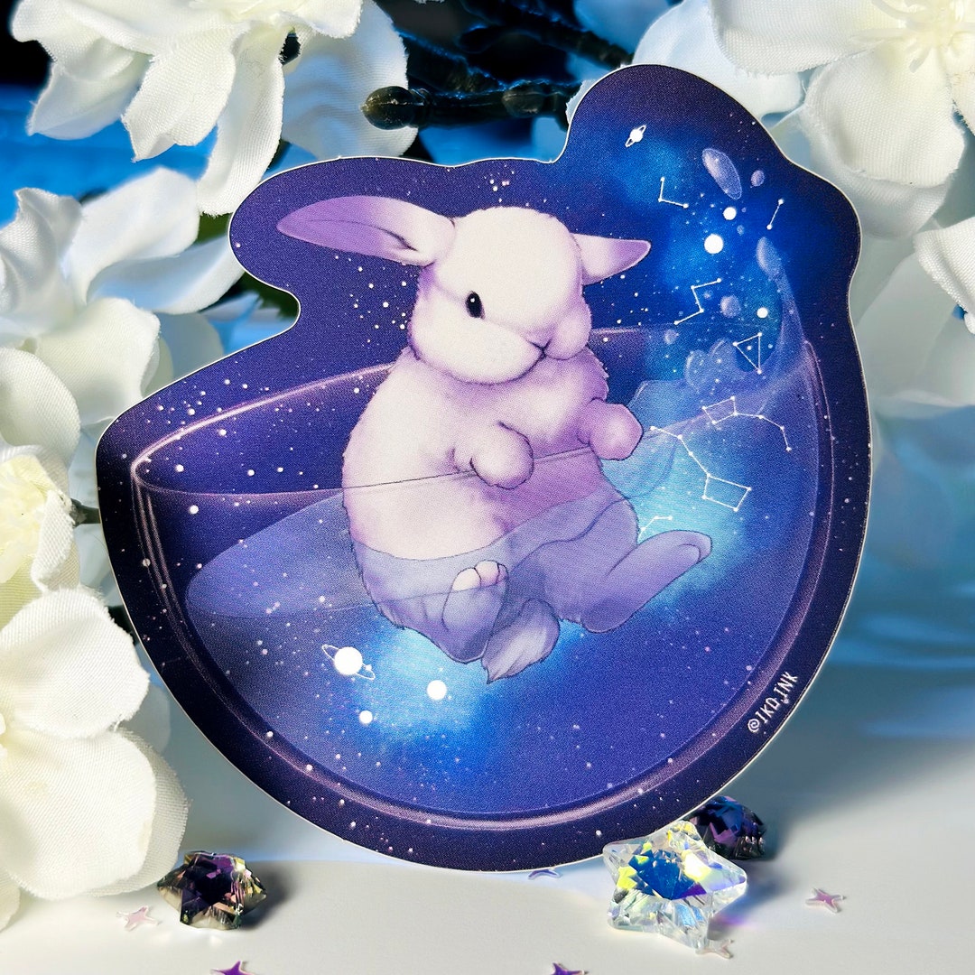 Galaxy Bunny Sticker Cute Space Rabbit Holographic Vinyl Sticker - Etsy