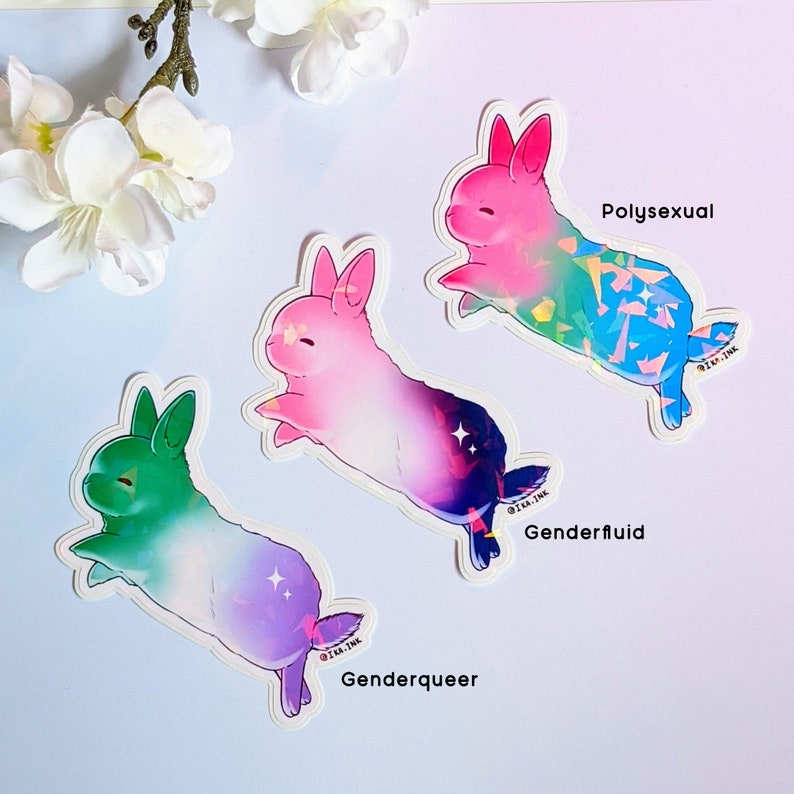 LGBTQ Pride Bunny Sticker Cute Die-cut Holographic Rabbit - Etsy