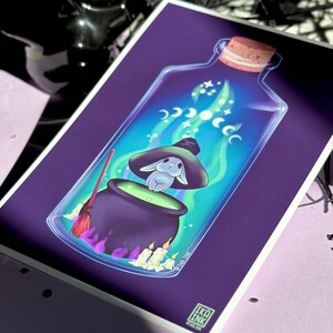Witches Brew Bunny Art Print | Cute Witchy Rabbit Halloween ...