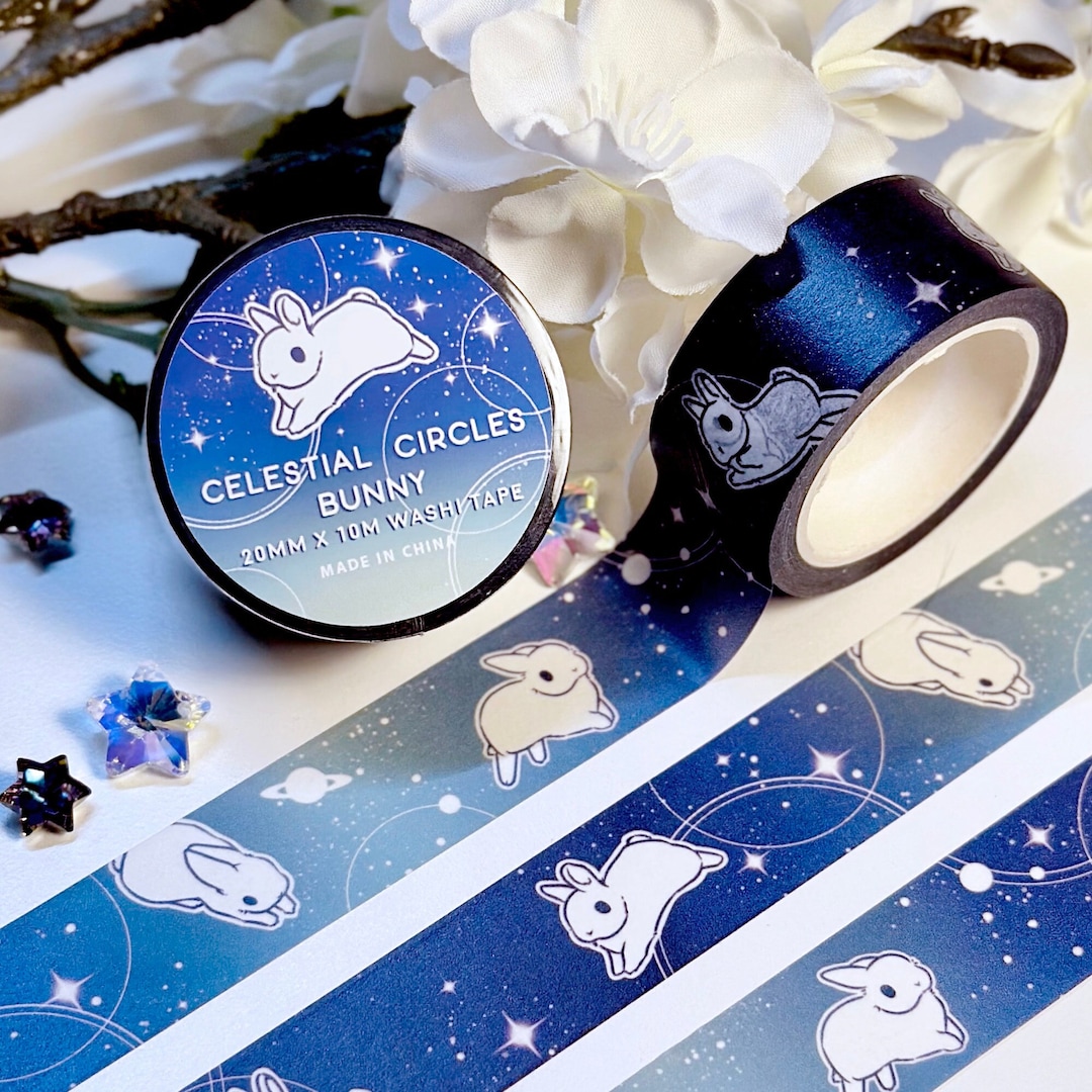 Celestial Circles Bunny Washi Tape, Cute Washi Tape With Space Rabbits ...