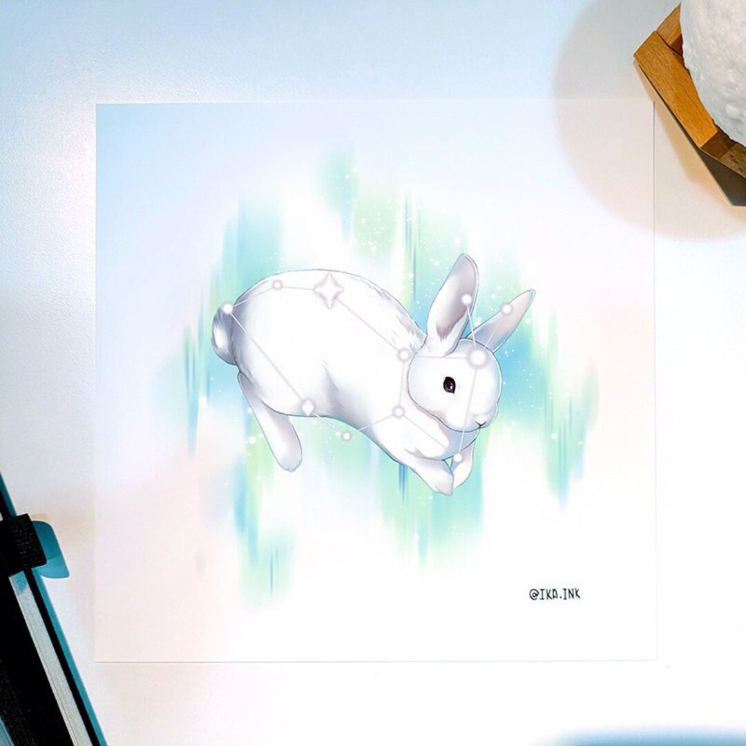 Rabbit Lepus Constellation Art Print Celestial Bunny Illustration With ...
