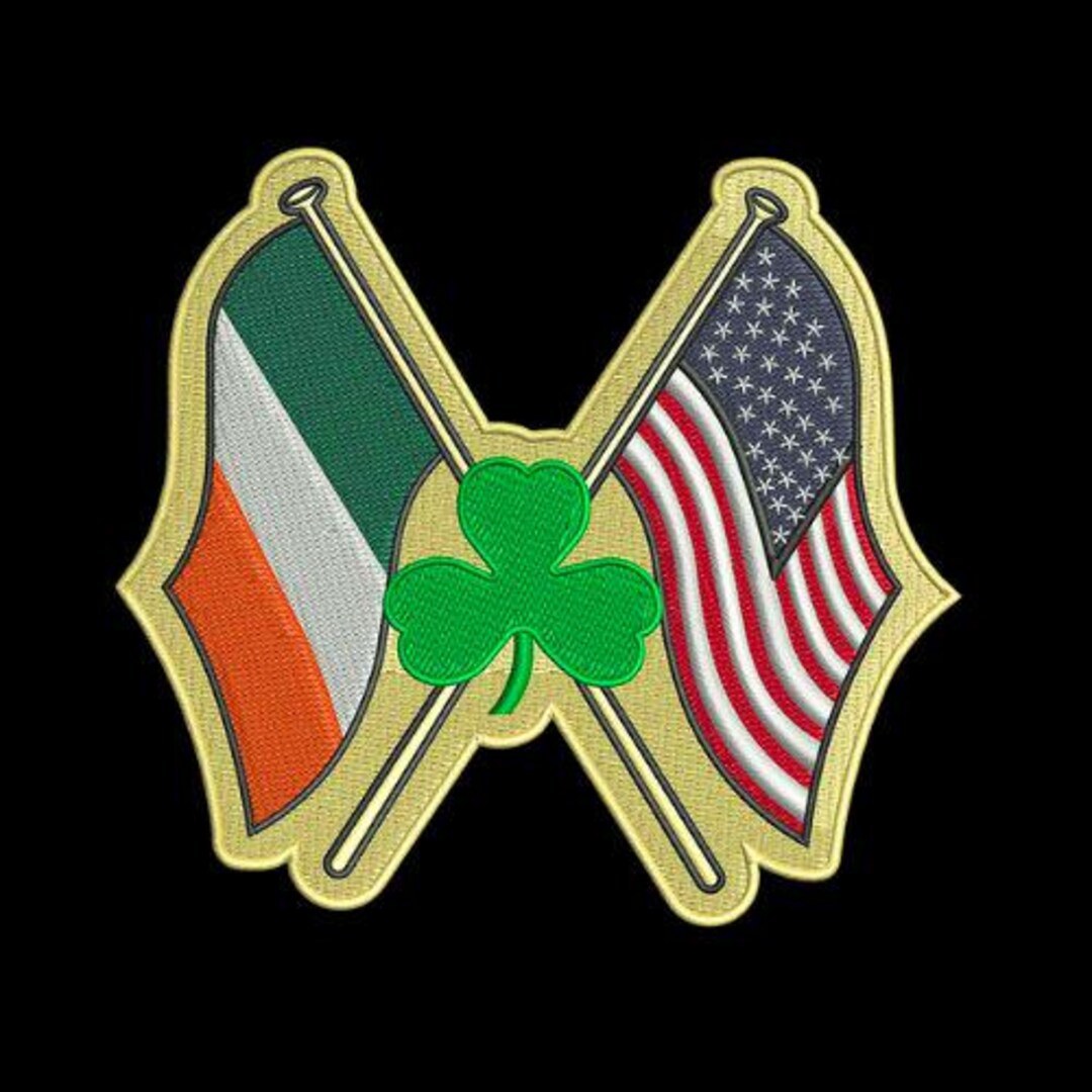 Irish American Flag Embroidery Design | Shamrock Patch Design | 3.71 X ...