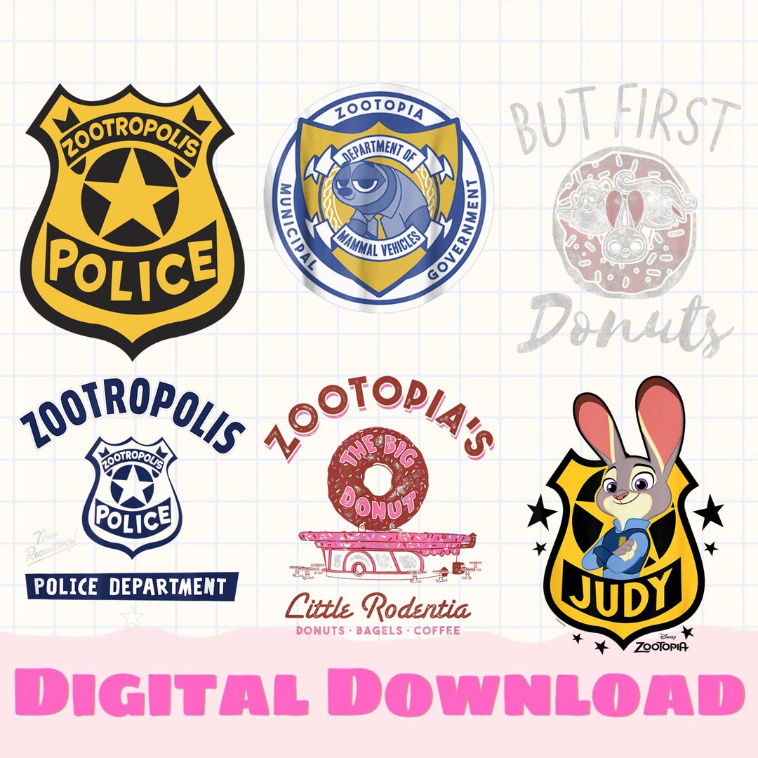 Zootopia Donuts Police PNG Digital Bundle, Disneyland Cartoon ...