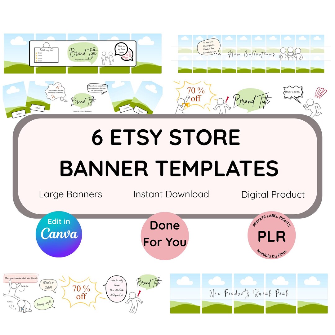 Bubble Chat Etsy Banner Template: 6 Large Done for You, Editable in ...