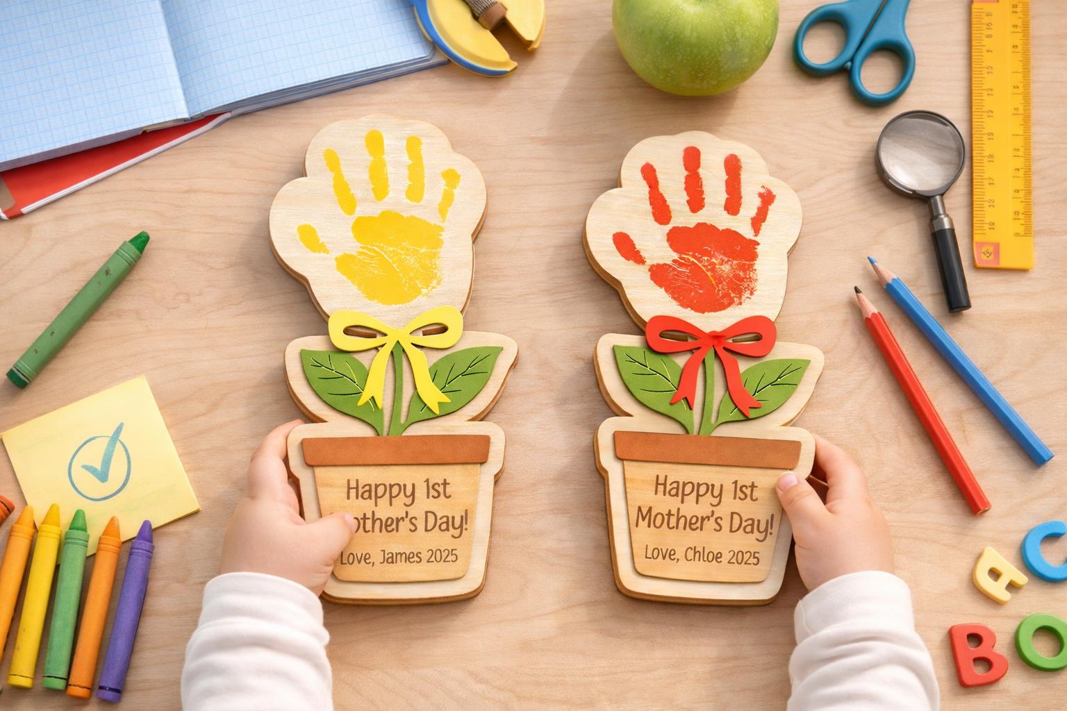 Personalized Handprint Flower Craft for Mom, Kids Mother's Day Gift ...
