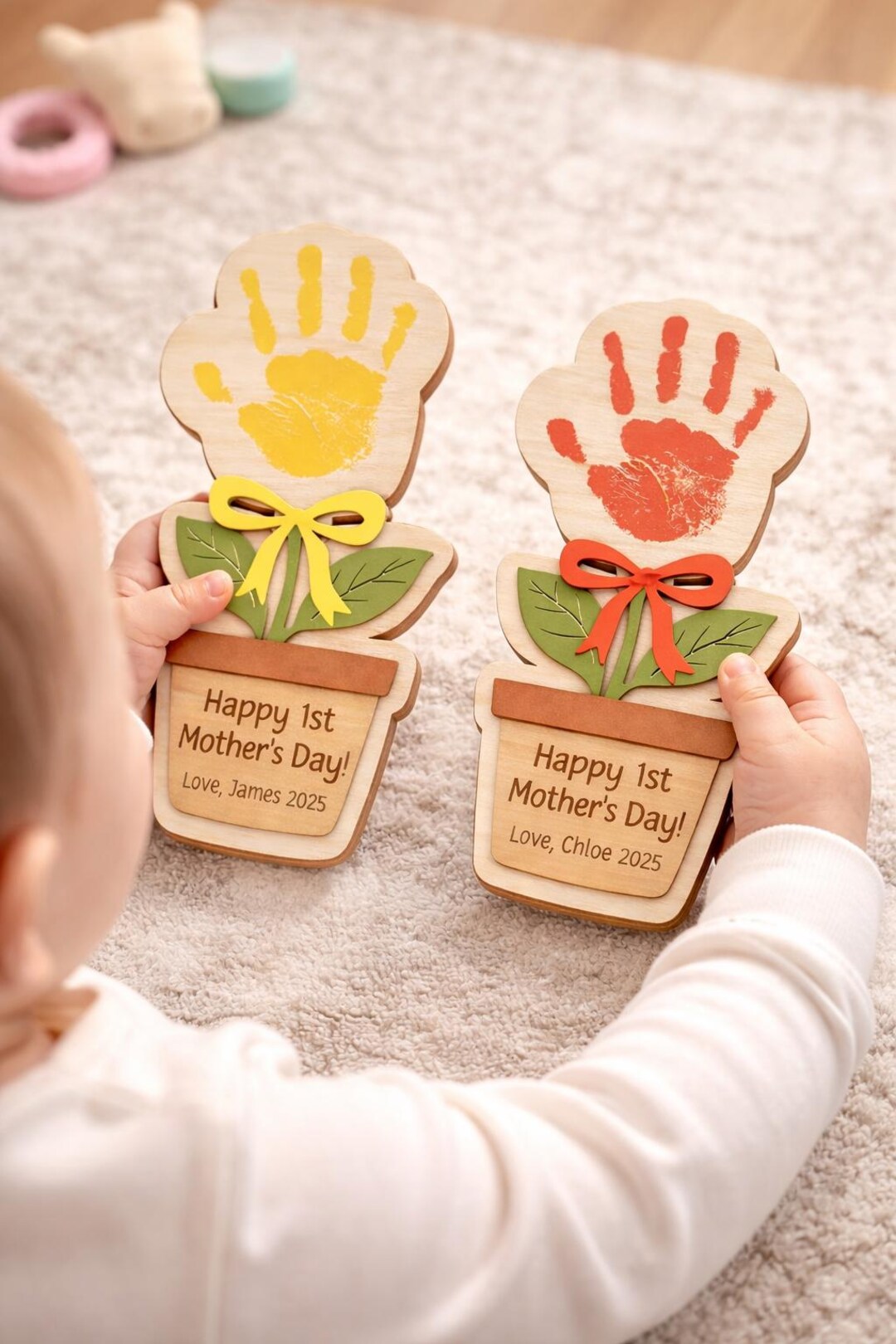 Personalized Handprint Flower Craft for Mom, Kids Mother's Day Gift ...