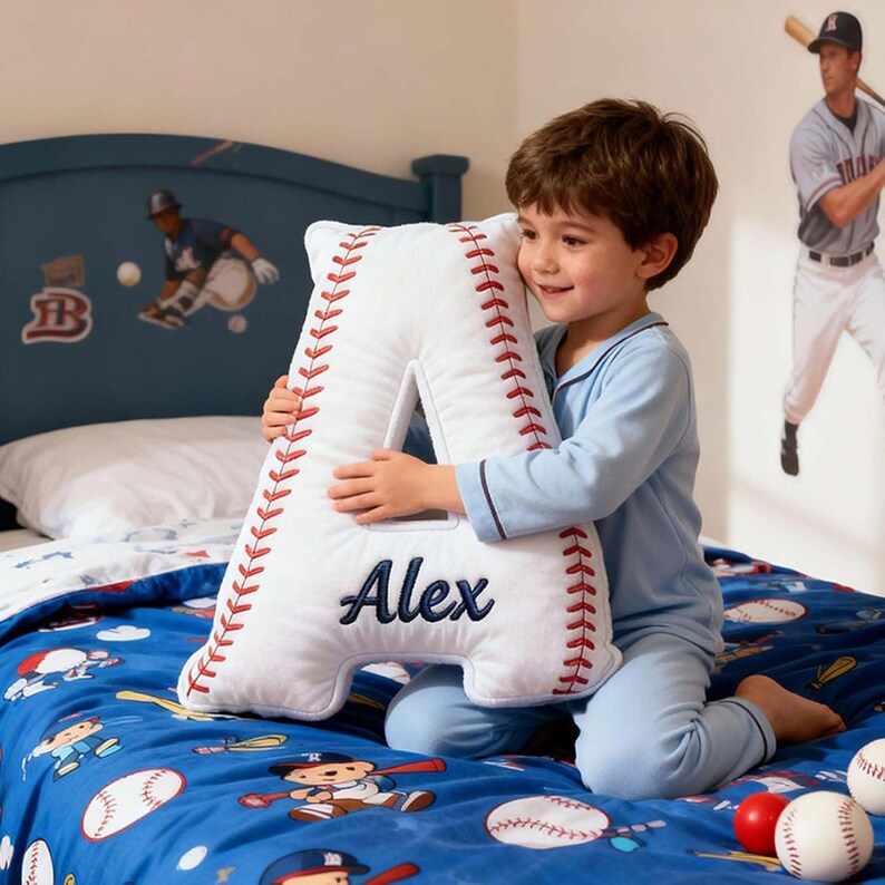Personalized Baseball Letter Pillow: Custom Shape Pillow, Personalized ...