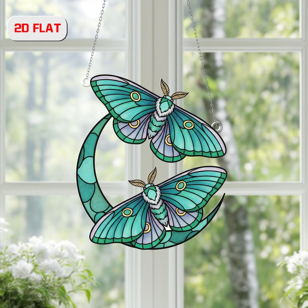 Moth Window Hanging Decor, 2D Flat Acrylic Moth Art, Butterfly Style ...