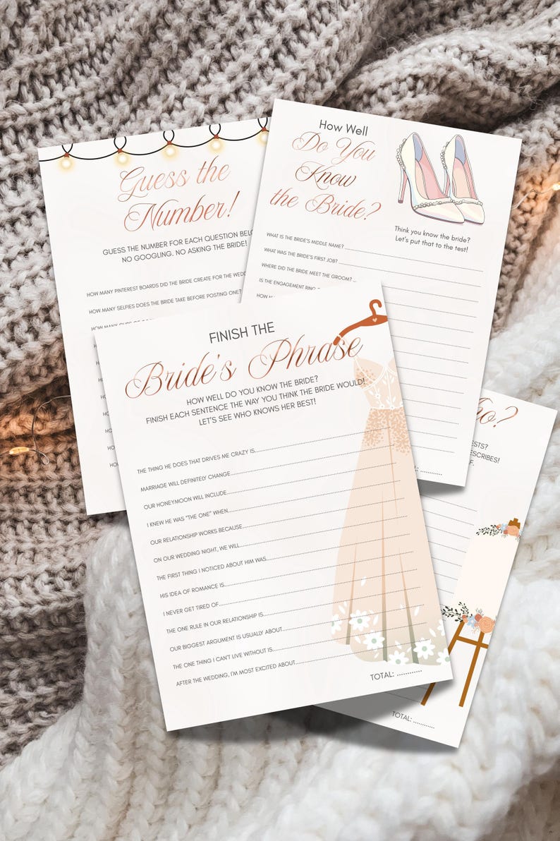 Minimalistic Bridal Shower Games Bundle Bridal Shower Gaming ...