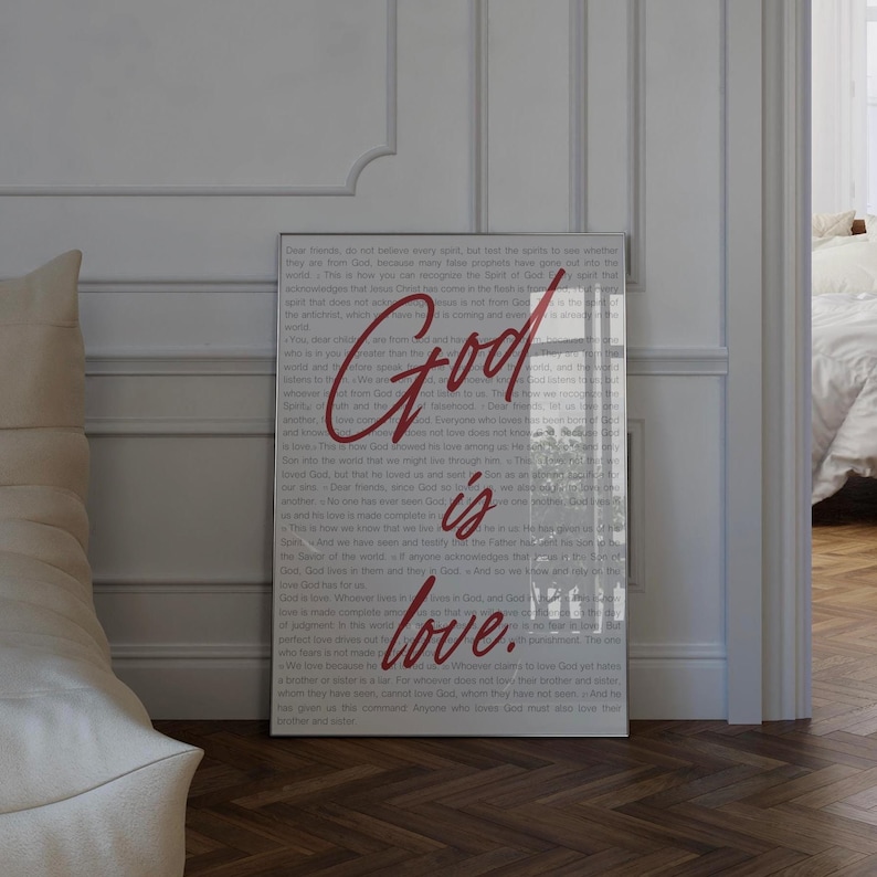 God is Love Wall Art, Christian Print, Faith Quote Poster, Bible Verse ...
