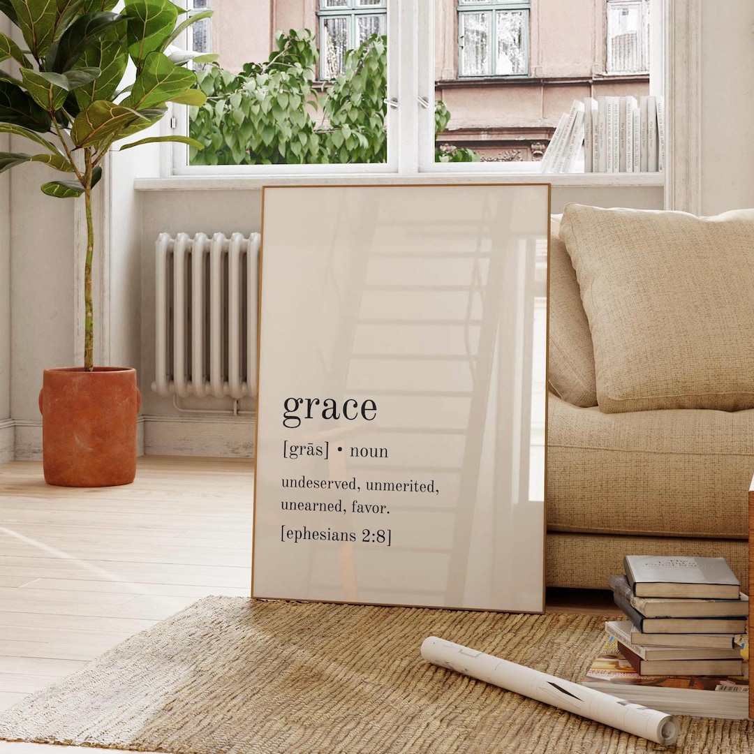 Grace Definition Print, Ephesians 2:8 Wall Art, Christian Scripture ...