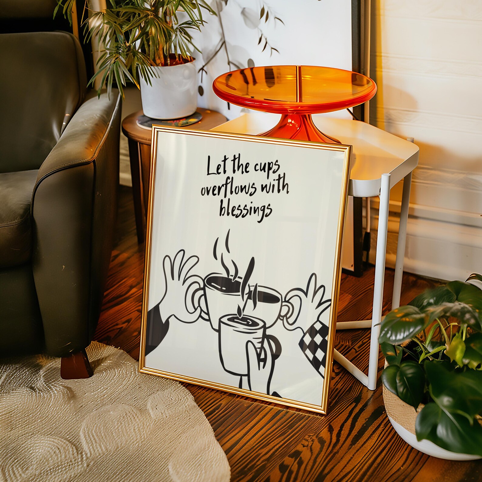 Let the Cups Overflow With Blessings Print, Christian Wall Art, Modern ...