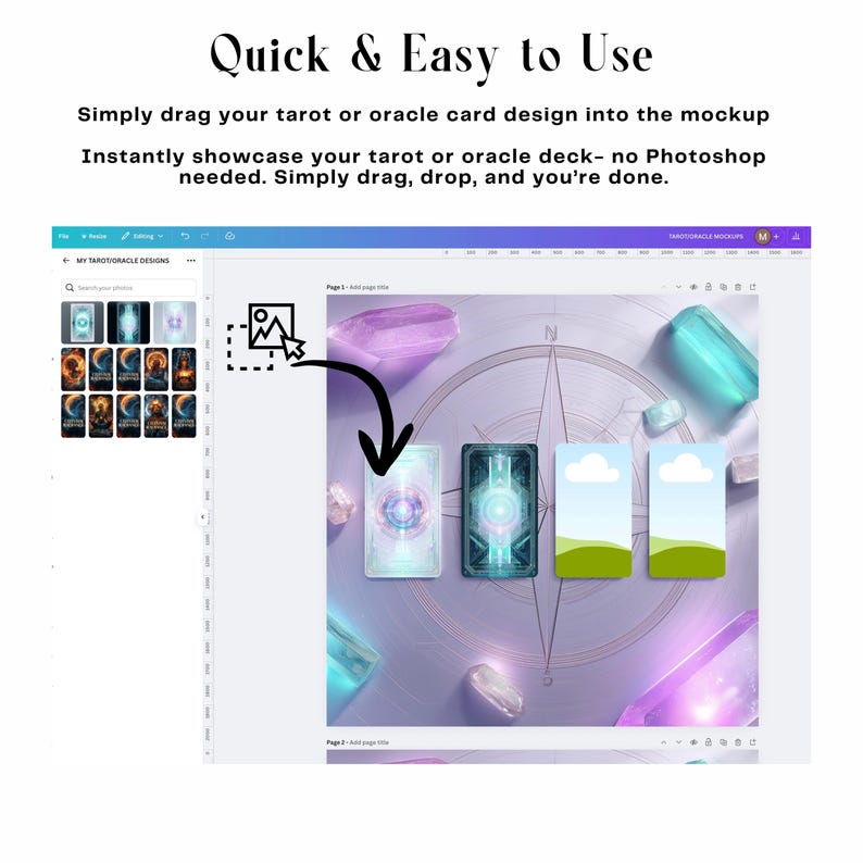 Ethereal Tarot and Oracle Card Digital Mockups for Spiritual Business ...