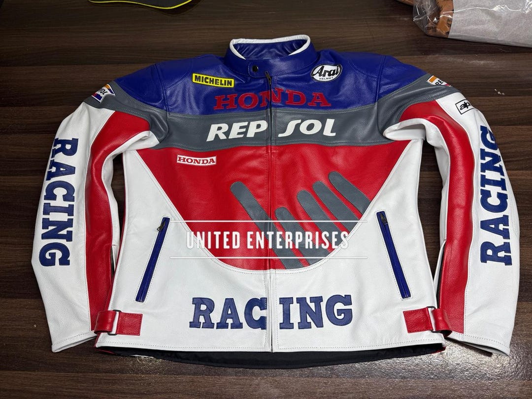 Handmade Honda Repsol Leather Motorcycle Jacket, Biker Racing Jacket - Etsy