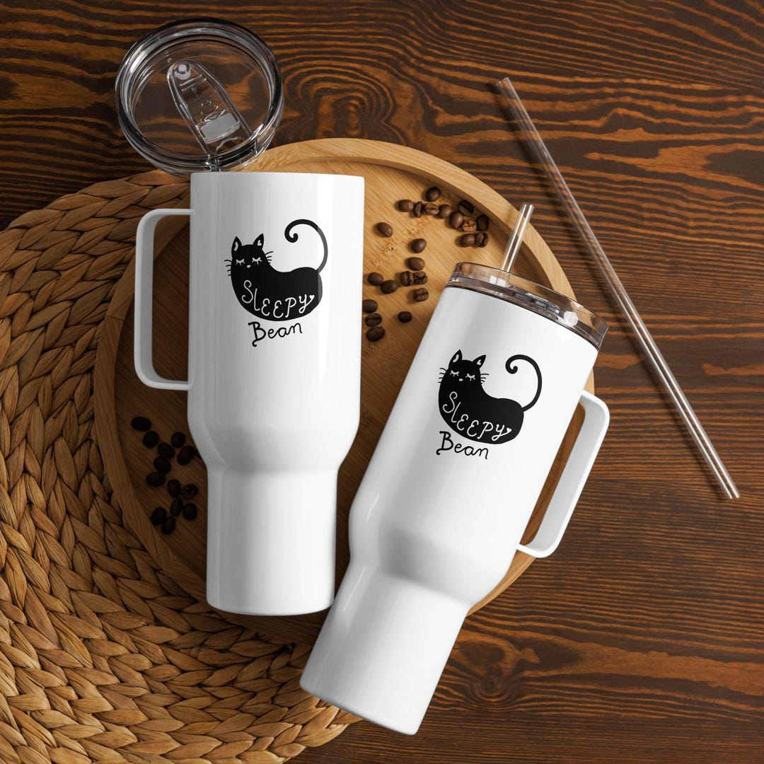 Sleepy_bean Travel Mug With a Handle - Etsy