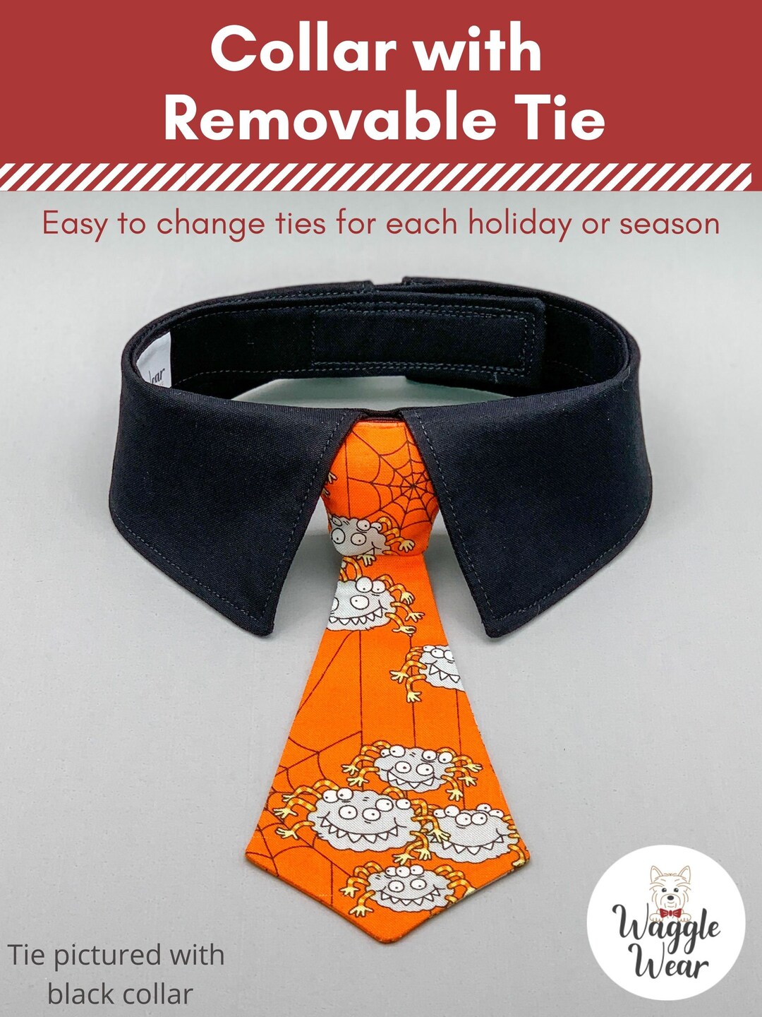 Halloween Cute Spiders Neck Tie or Bow Tie + Collar Set, Spiders ...