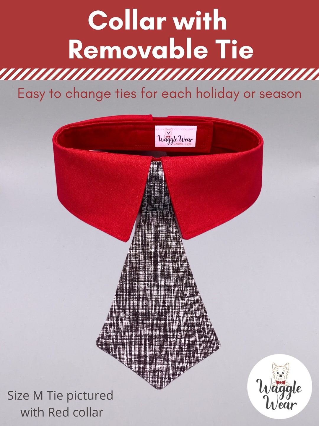 Black and White Crosshatch Wedding Necktie or Bow Tie for Dogs, Formal ...