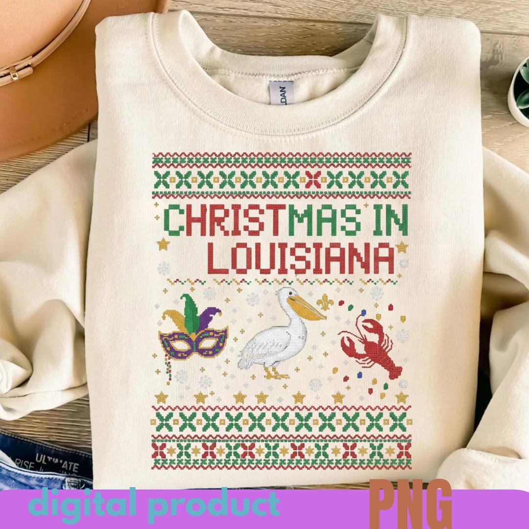 Crawfish Mask PNG, Louisiana Mardi Gras Ugly Sweater (digital Download ...