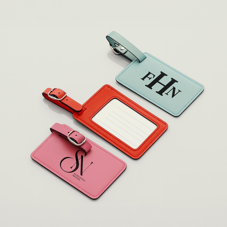 Personalized Leather Luggage Tag, Custom Travel Gift, Suitcase Tag ...