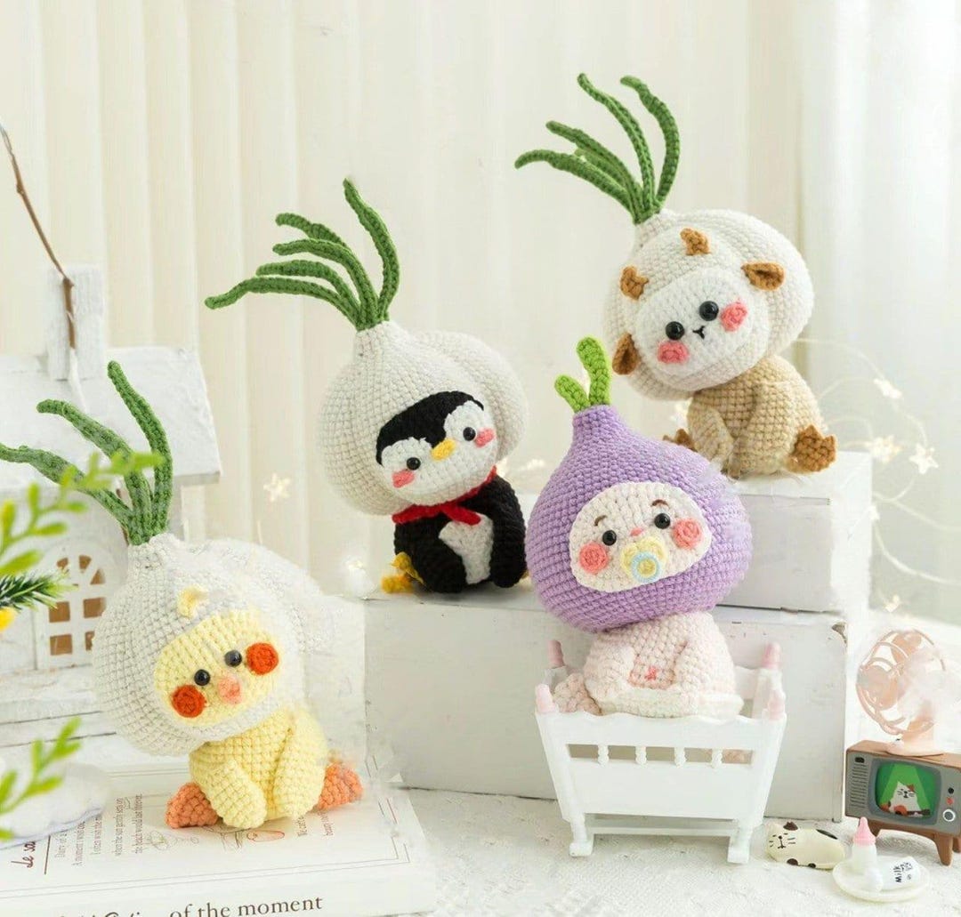 Cute Leek Animal Plush Set, 4in1 Handmade Plush Bundle, Adorable Leek ...