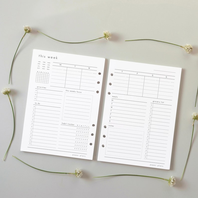 Minimalist Weekly Planner: 2 Page, Week at a Glance (printable, Letter ...