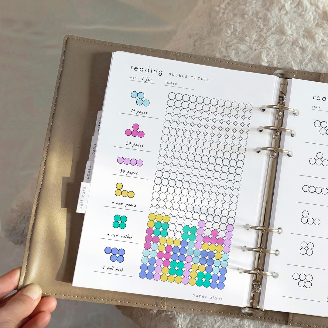 Reading Tetris Game: Reading Journal, Bujo, Book Planner, Bubble Tetris ...