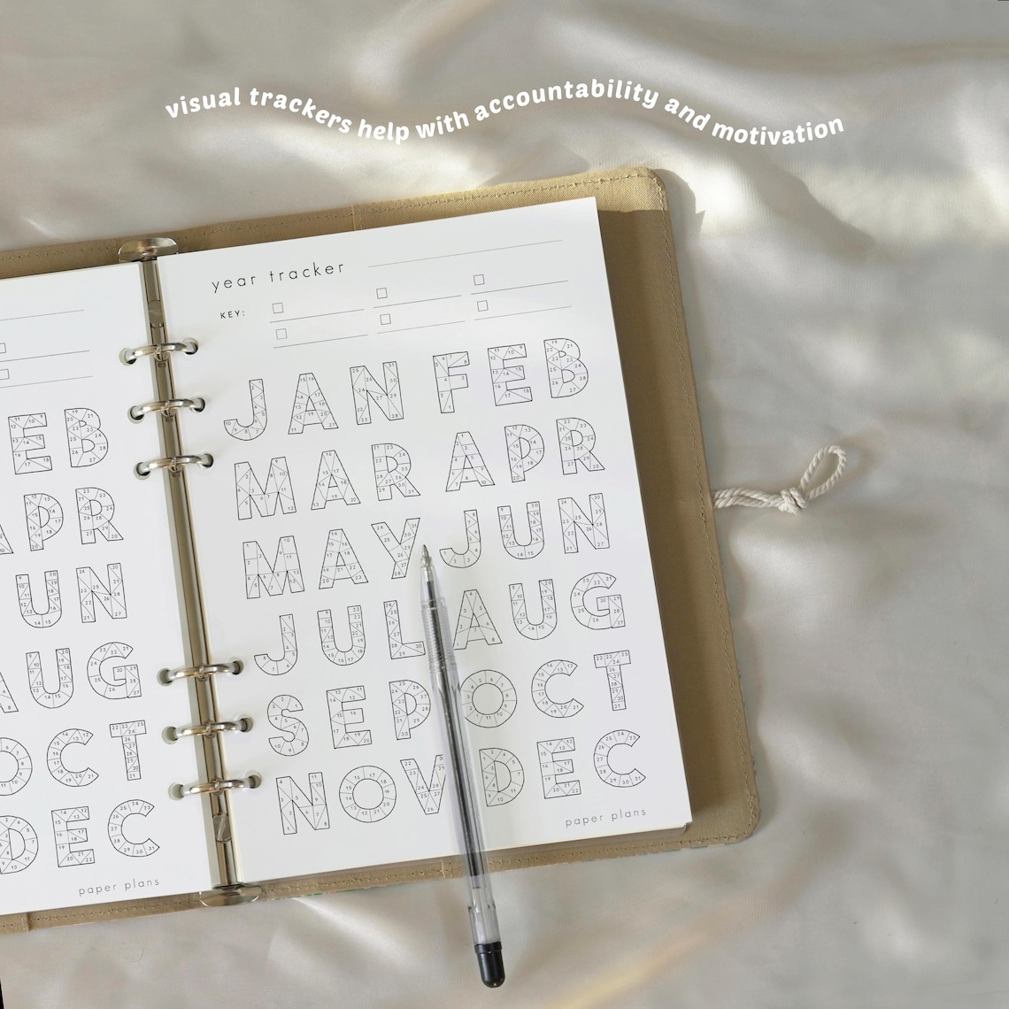 Yearly Goal Tracker - 365 Day Color-in Habit Tracker ( Printable ...